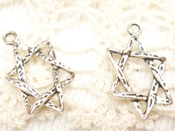 Distorted Star of David Hexagon Charms Antique Silver 6 | Etsy