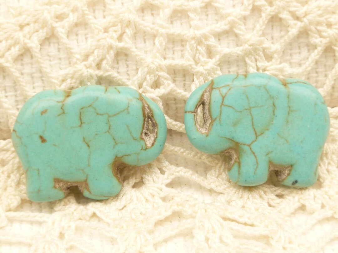 21mm Turquoise Blue Elephant Beads, Turkey Turquoise Elephant Bead (6 ...