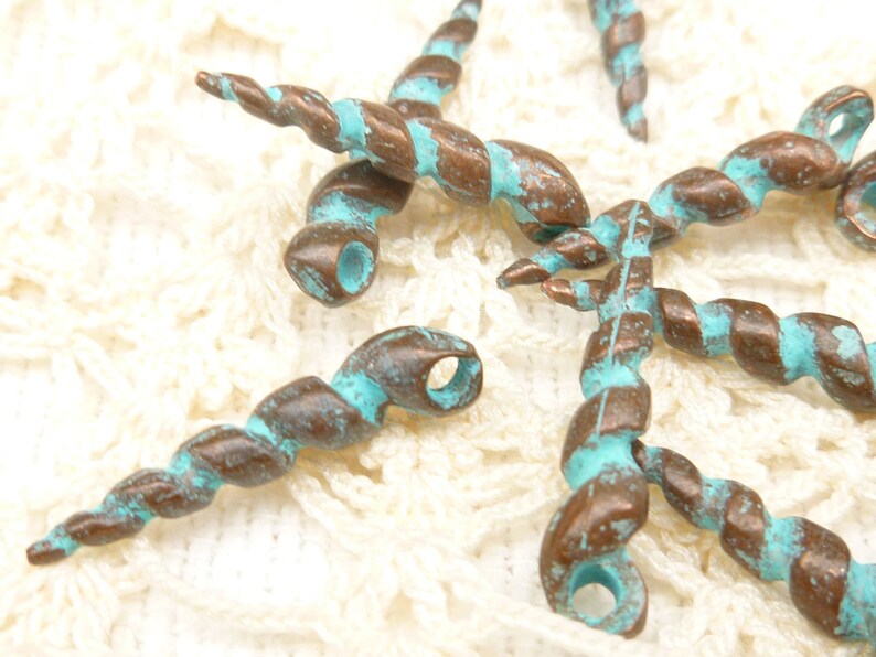 22mm Patina Auger Shell Charm Rustic Twisted Spike Charms - Etsy