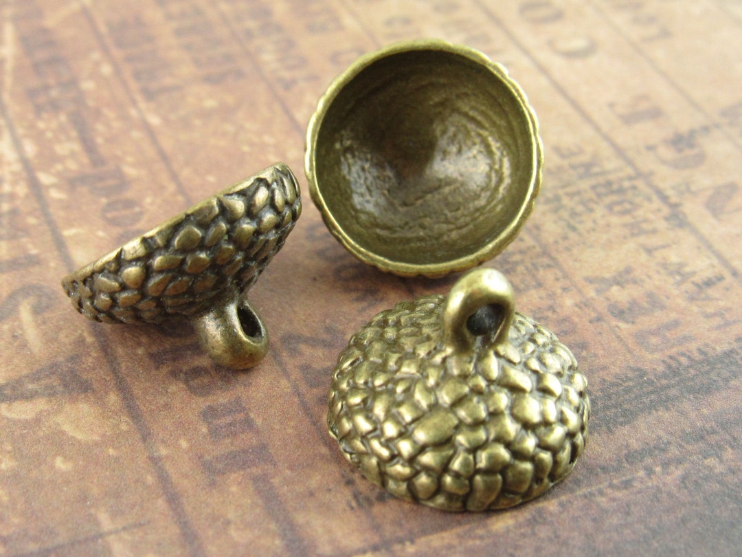 Large Acorn Bottom Shell End Cap, Large Bead Cap, Bronze Tone (4) - A36 ...