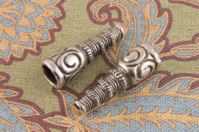 38mm Large Native Cone End Bead Cap Cone Finding, Rustic, Silver Pewter ...