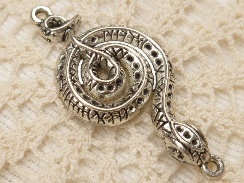 Life Like Ornate Snake Connector Pendant Charm Antique Silver - Etsy