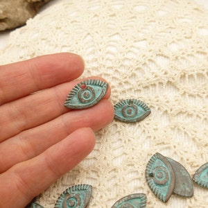 Patina Evil Eye Charm, Rustic Patina Eye Charm, Mykonos Casting Charm ...