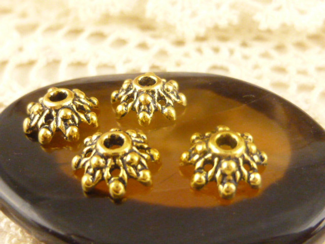 9mm Antiqued Gold Eight Point Star Bead Cap (20) - G4 - Etsy