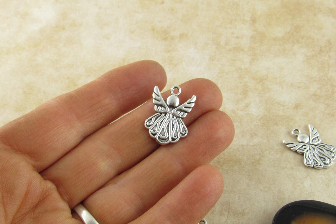 Adorable Swirly Angel Charms - Antique Silver (10) - S157 - Etsy