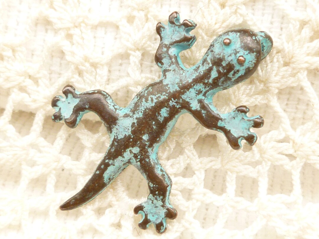 Rustic Patina Gecko Pendant Blue Lizard Mykonos Casting Charm - Etsy