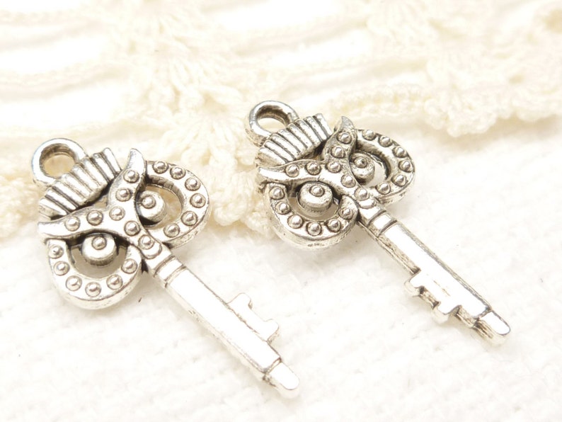 Intriguing Owl Head Skeleton Key Charms Antique Silver 6 | Etsy