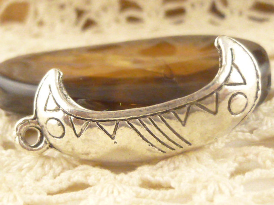 Native American Style Canoe Charm Pendant, Tibetan Antique Silver (2 ...