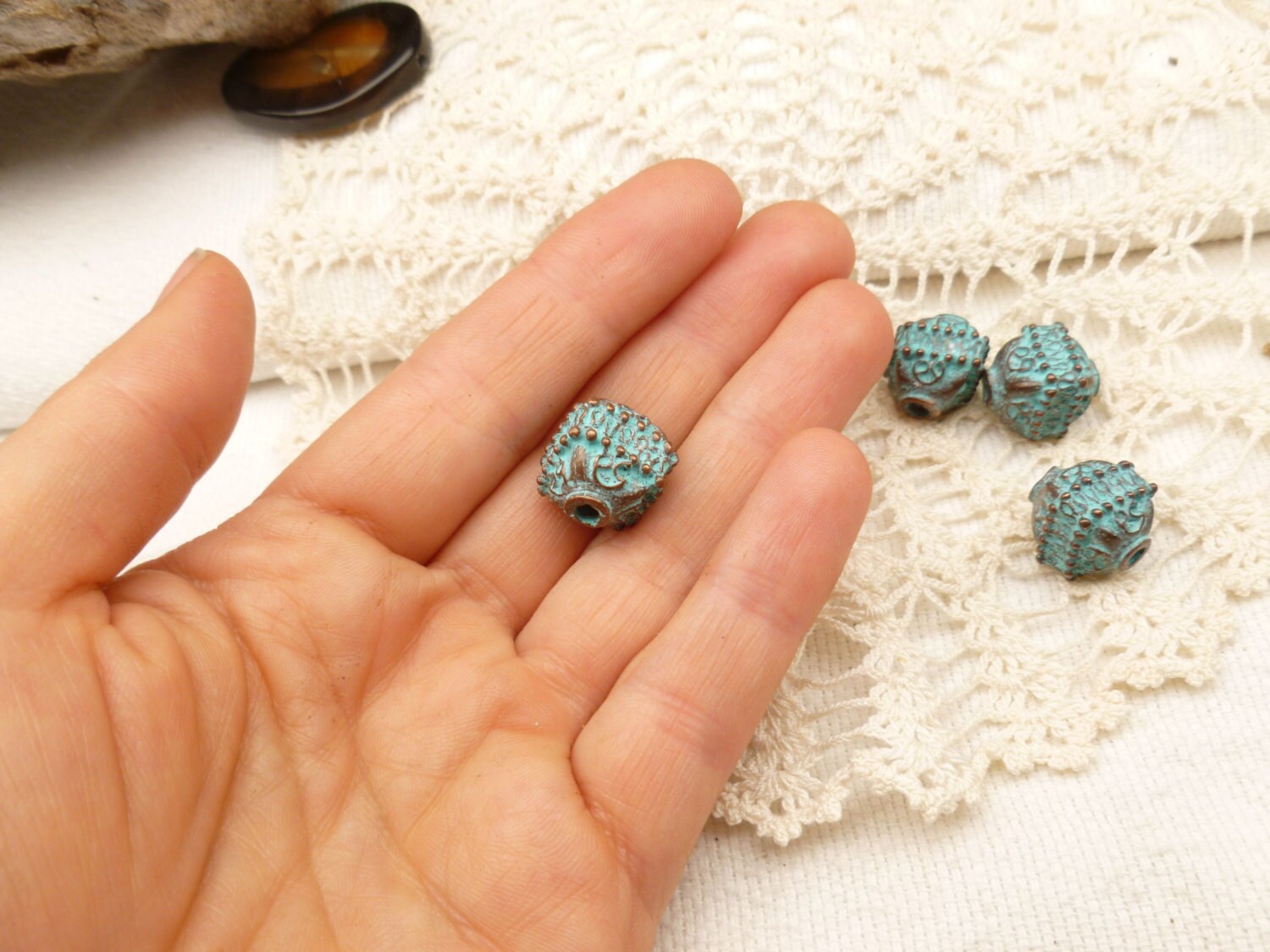 15mm Large Ornate Pyramid Focal Beads Rustic Patina - Etsy