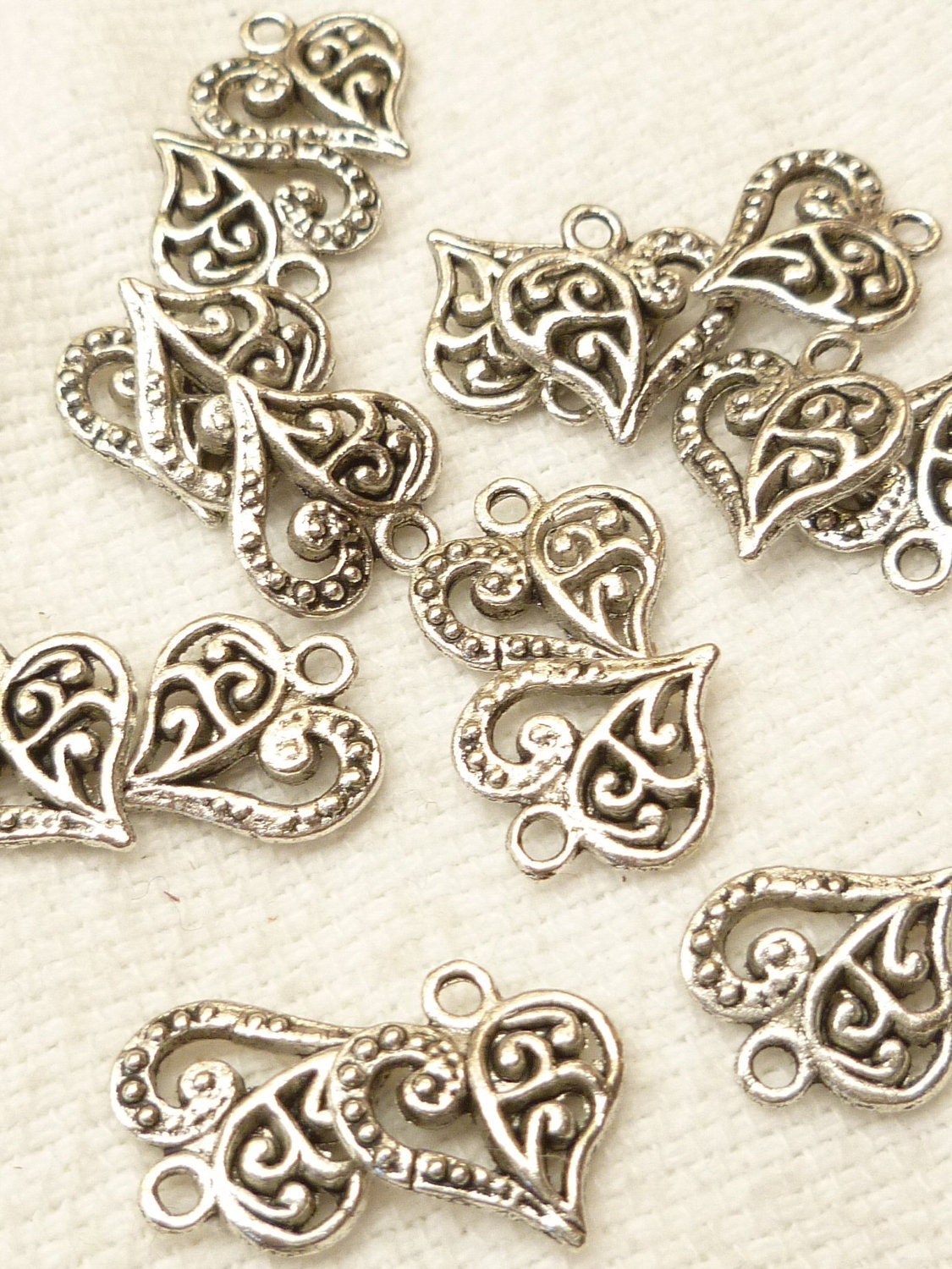 Intricate Detailed Silver Filigree Heart Charms 10 S89 | Etsy