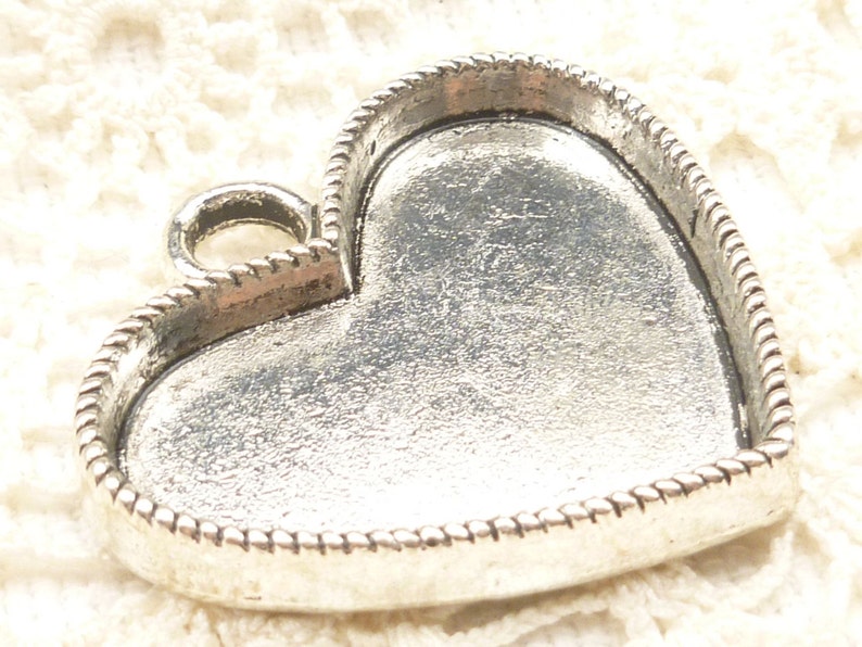 Deep Heart Base Setting Bezel Antique Silver 2 | Etsy