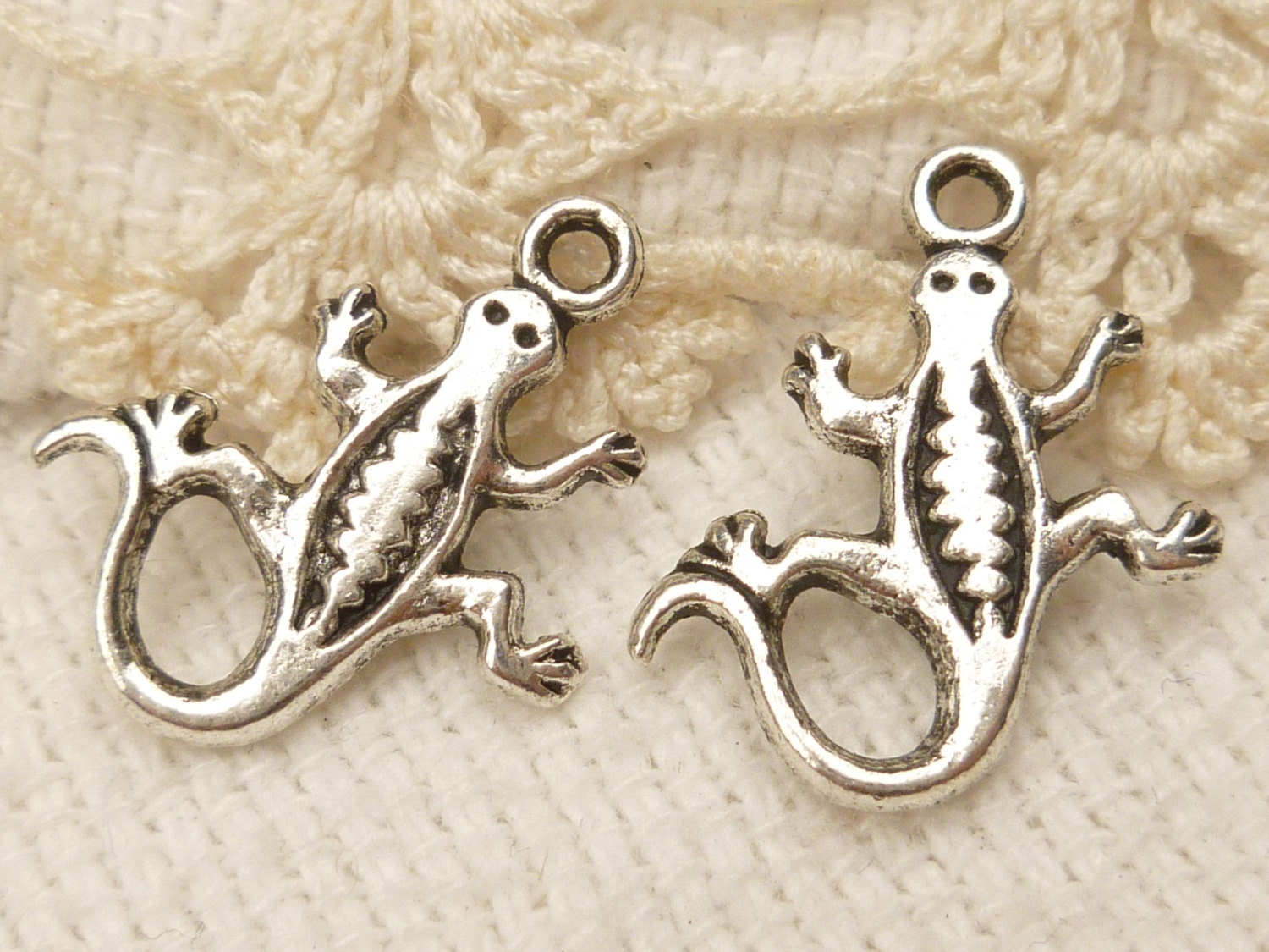 Southwestern Style Lizard Charms Antique Silver 8 S154 | Etsy