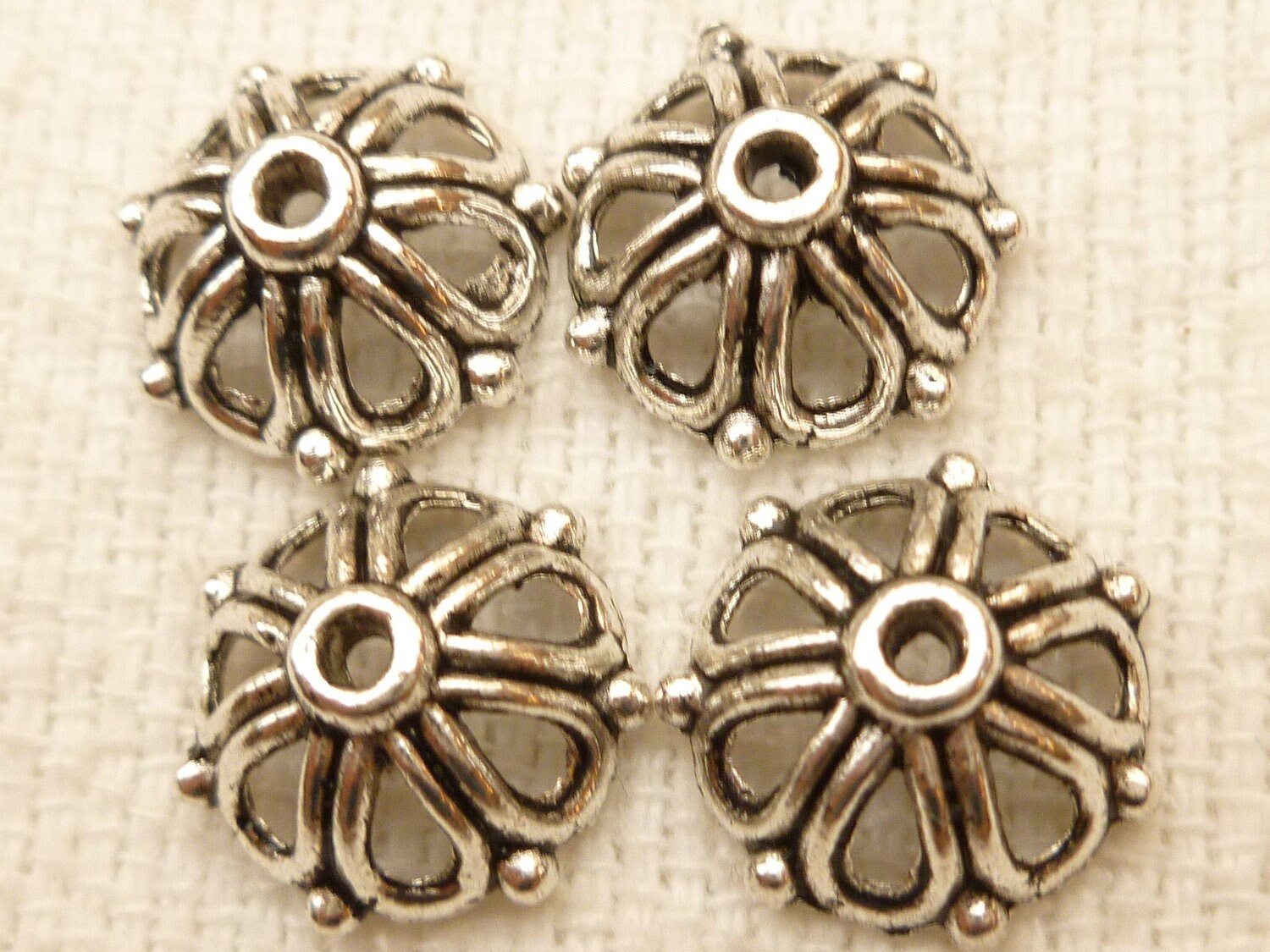 14mm Fancy Lace Work Flower Bead Caps Antique Silver Tone 8 - Etsy