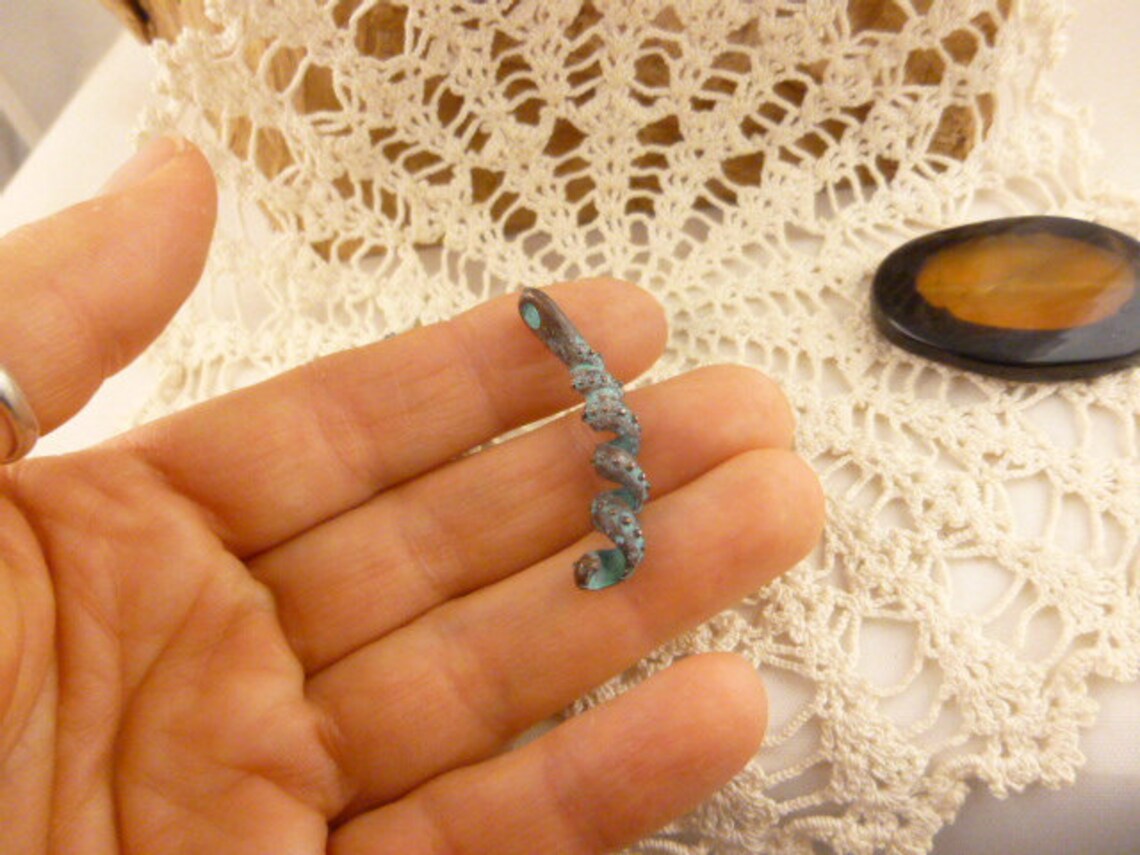 Twisted Swirl Cord End Closure Clasp Blue Patina Rustic - Etsy