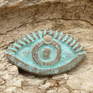 Patina Evil Eye Charm, Rustic Patina Eye Charm, Mykonos Casting Charm ...