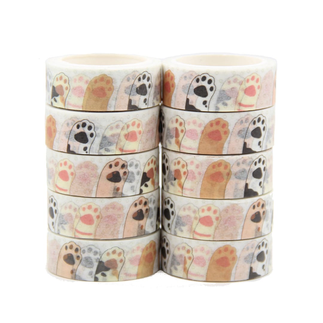 Cat Paw Washi Tape, Kitty Paw Washi Tape, Cat Lover Washi Tape, Full ...