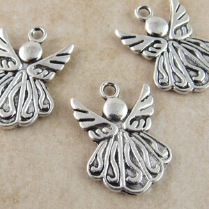 Adorable Swirly Angel Charms - Antique Silver (10) - S157 - Etsy