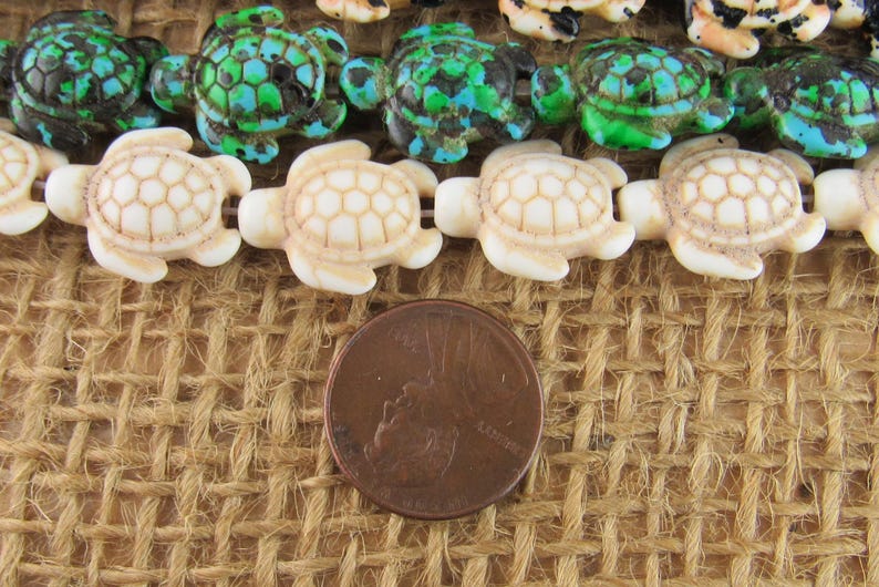 Rainbow Turtle Beads, Multi Color Turtle Beads, Two Sided Large Hole ...