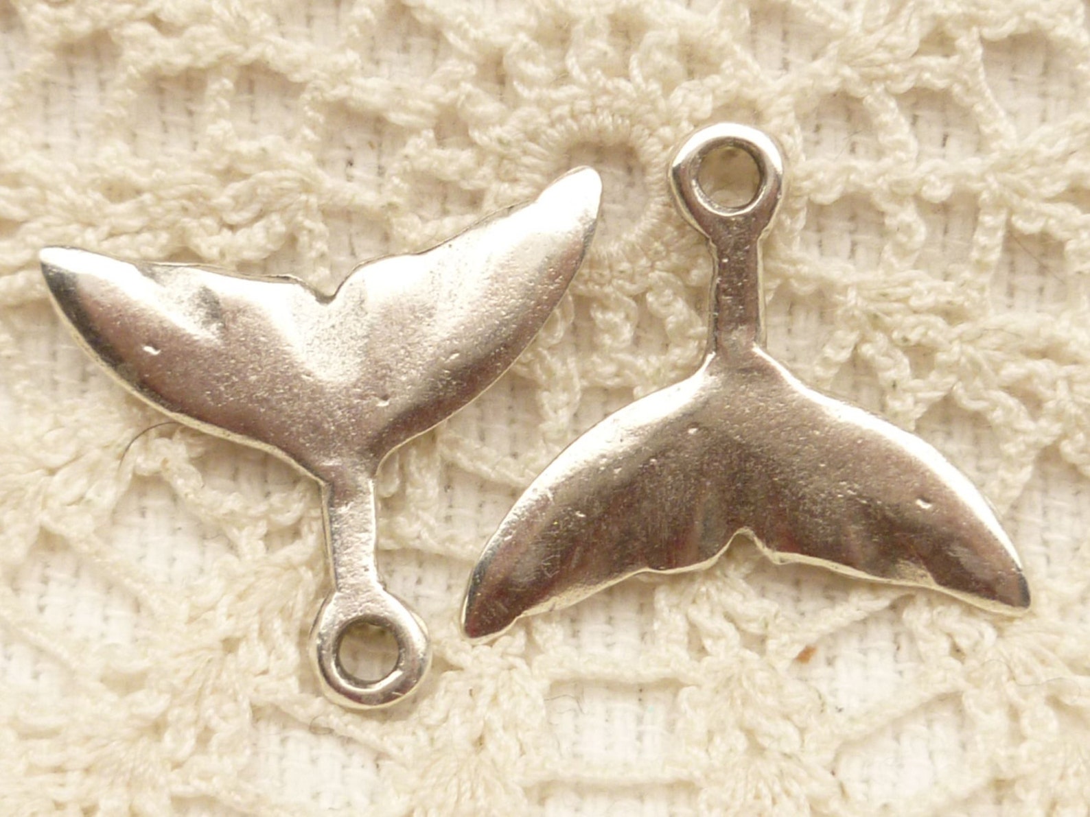 Life Like Two Sided Silver Pewter Whale Tail Charm Pendant, Mykonos ...
