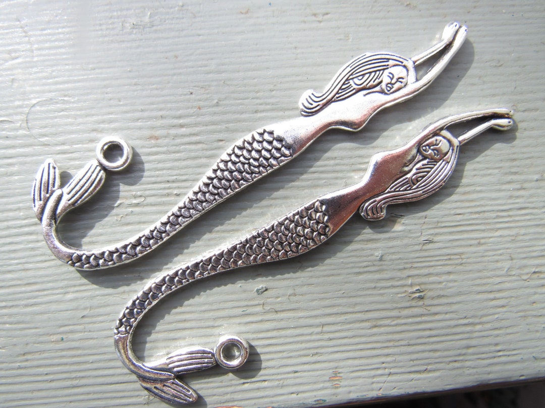 80mm Mermaid Bookmark, Silver Metal Bookmark, Tibetan Silver Bookmark ...
