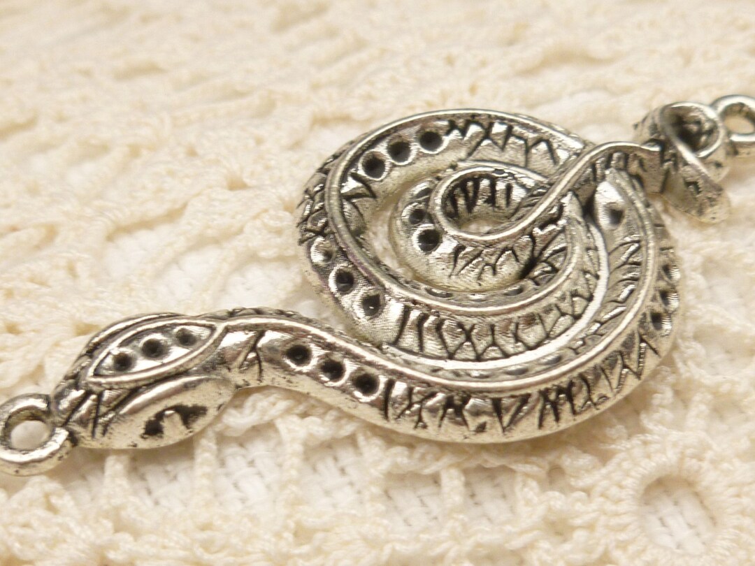 Life Like Ornate Snake Connector Pendant Charm, Antique Silver 2 - Etsy