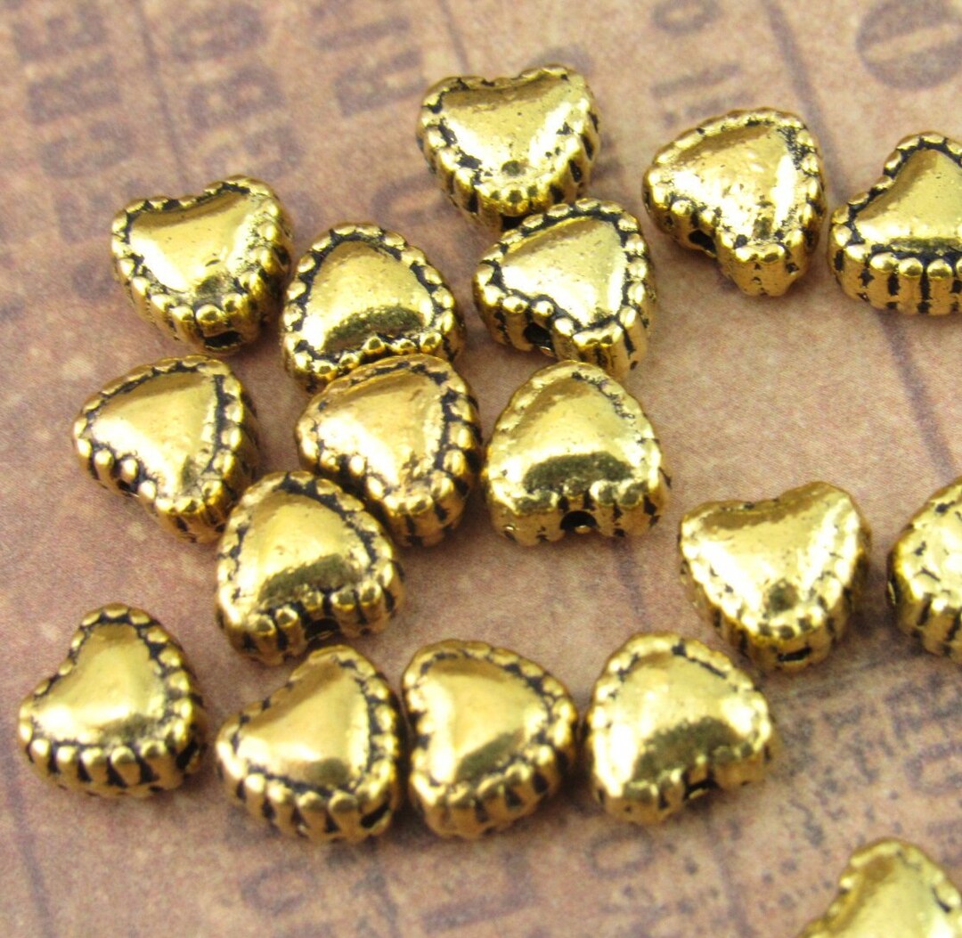 5mm Ornate Heart Spacer Bead, Tiny Gold Heart Bead (10) - G11 - Etsy