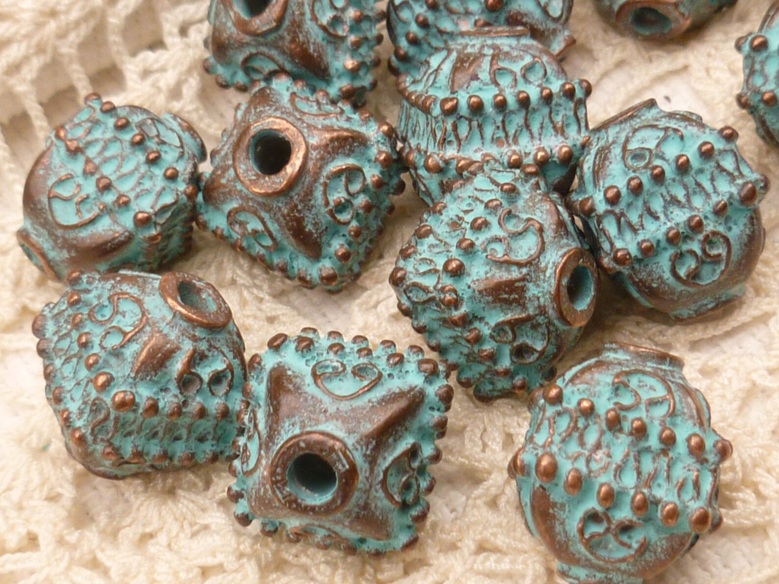 15mm Large Ornate Pyramid Focal Beads Rustic Patina - Etsy
