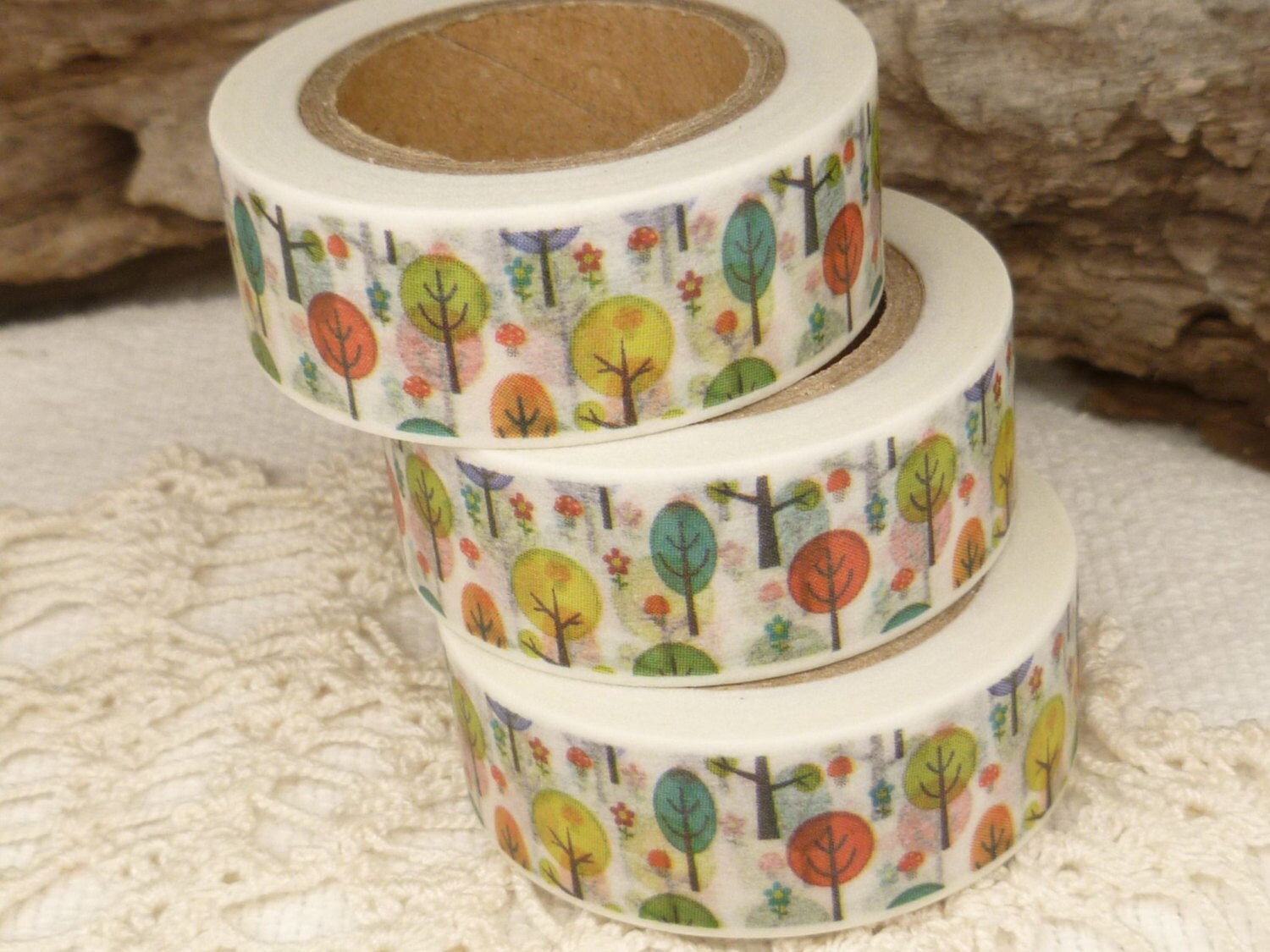 Tiny Trees Washi Tape Autumn Trees Washi Tape Full Roll - Etsy