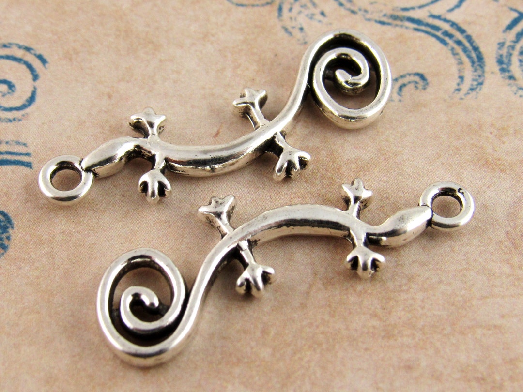 Artsy Swirl Tail Lizard Charms, Antique Silver (8) - S174 - Etsy