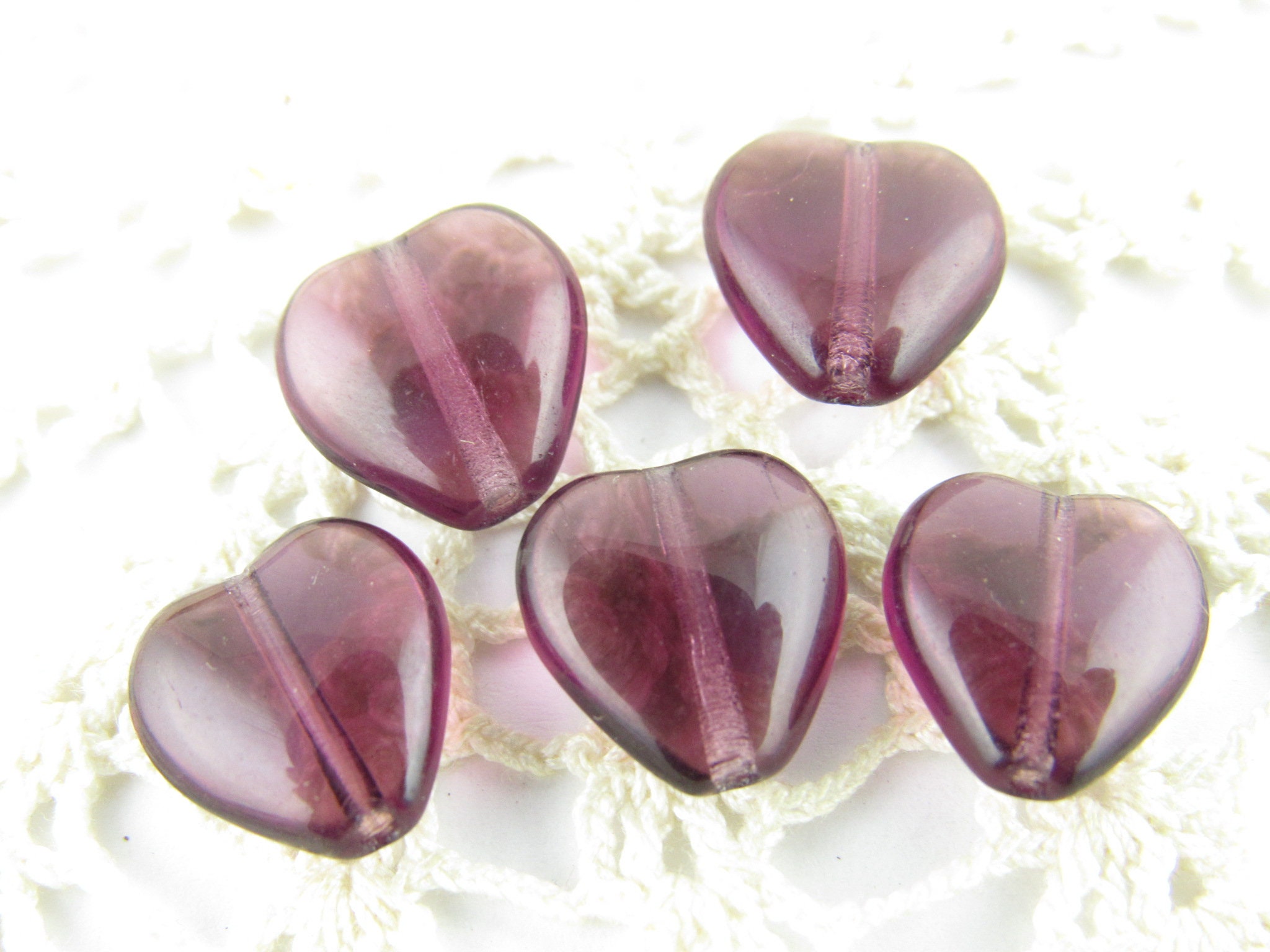 12x11mm Purple Heart Czech Pressed Glass (10) - BM2 - Etsy