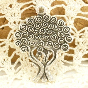 Rustic Pewter Two Sided Tree of Life Casting Pendant Charm, Silver ...