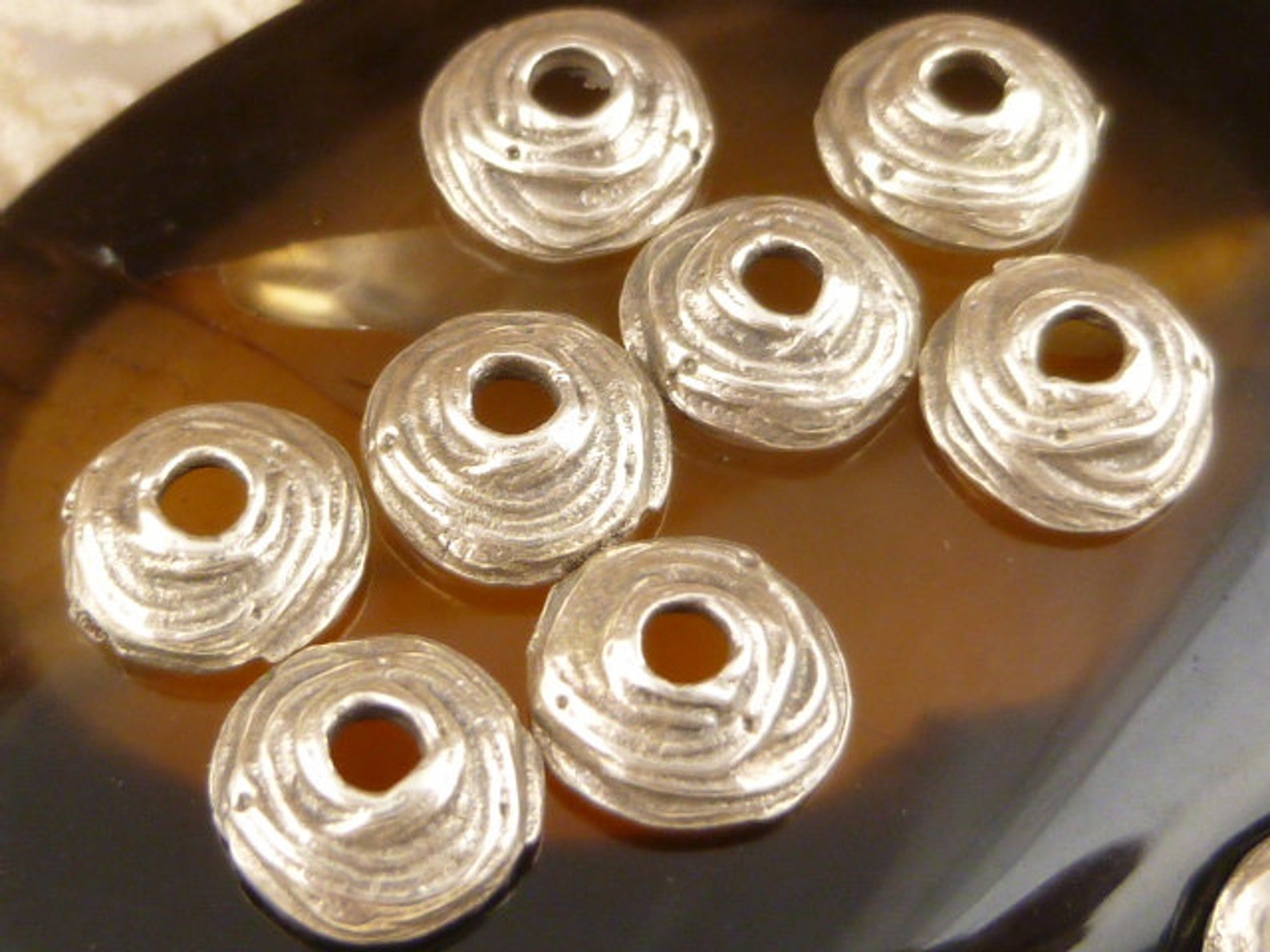 6mm Silver Pewter Bead Cap, Rustic, Mykonos Casting Bead Cap (10) - M6 ...