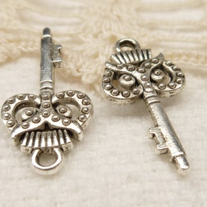 Intriguing Owl Head Skeleton Key Charms, Antique Silver 6 S116 - Etsy