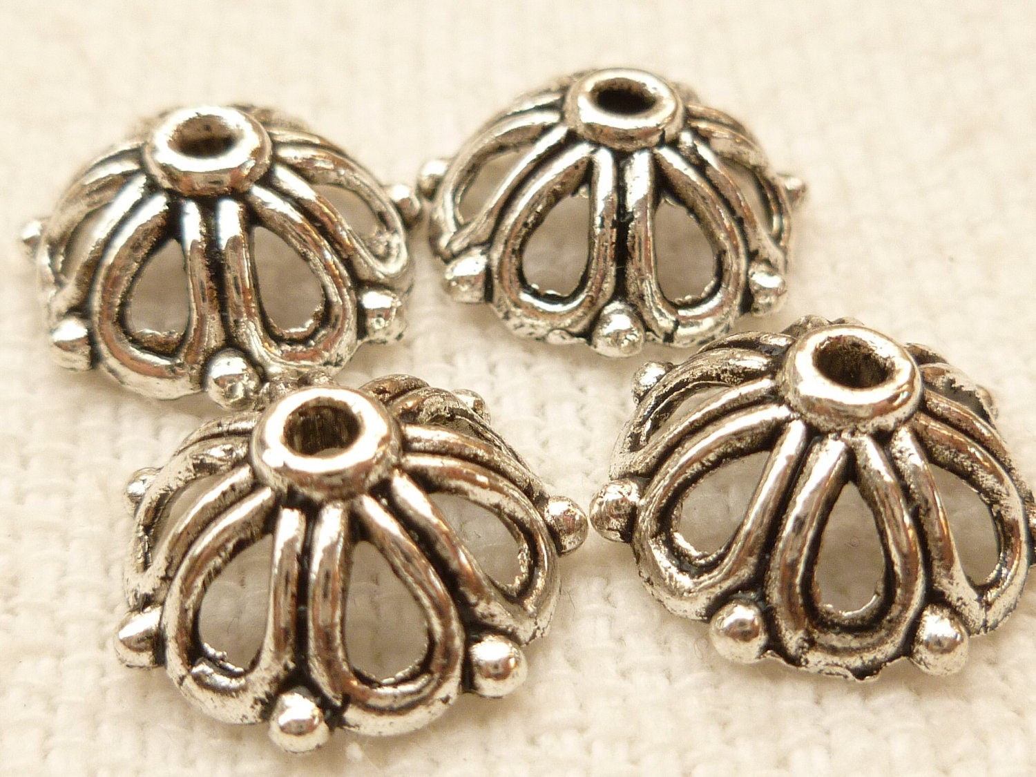 14mm Fancy Lace Work Flower Bead Caps Antique Silver Tone 8 - Etsy