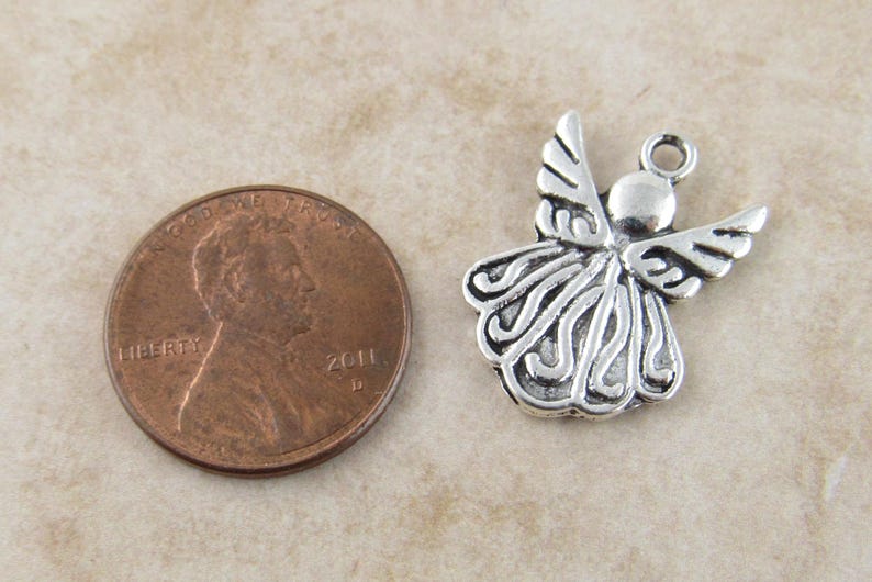 Adorable Swirly Angel Charms - Antique Silver (10) - S157 - Etsy