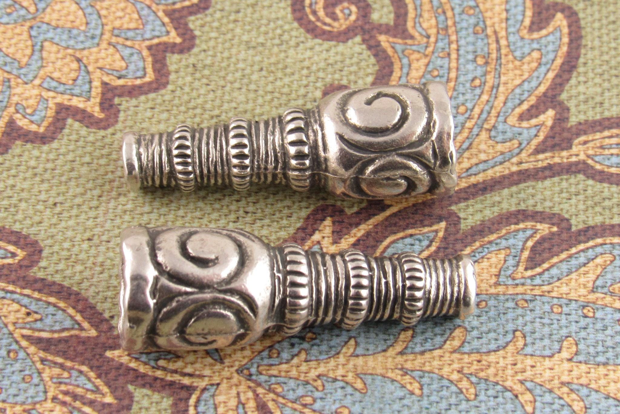 38mm Large Native Cone End Bead Cap Cone Finding, Rustic, Silver Pewter ...