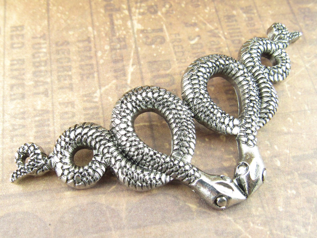 Large Snake Pendant, Antique Silver Snake Connector, Tibetan Serpent ...