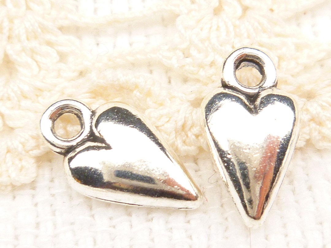 13mm Puffed Heart Charms, Basic Heart Dangle Charms, Heart Drop Charms ...