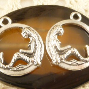 Antiqued Silver Tone Mermaid Charms, Two-sided Mermaid Charms (6 ...