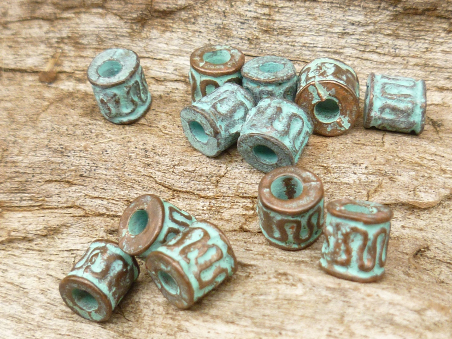 5mm Ornate Swirl Barrel Bead Rustic Patina Beads Mykonos - Etsy