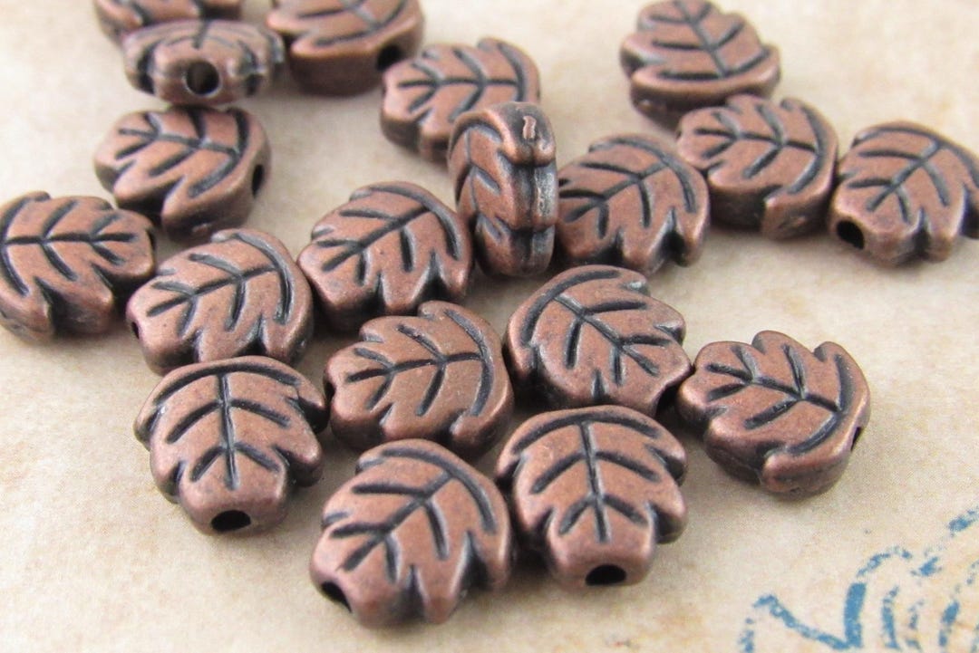 Copper Tone Leaf Spacer Beads, Maple Leaf Metal Beads, Oak Leaf Spacer ...