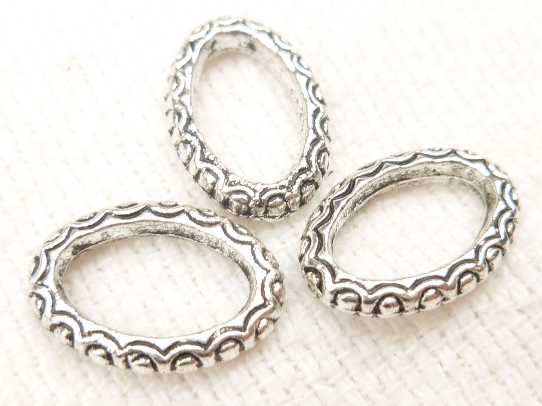 Solid Oval Ring Link Connector Finding, Antique Silver (6) - SF82 - Etsy