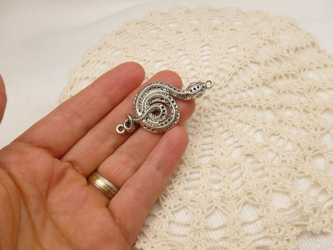 Life Like Ornate Snake Connector Pendant Charm Antique Silver - Etsy