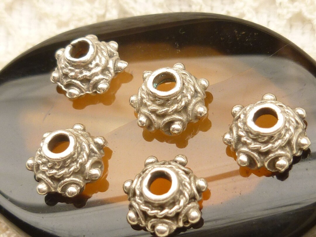 Small Ornate Silver Pewter Bead Cap, Rustic, Mykonos Casting Beads 8 ...