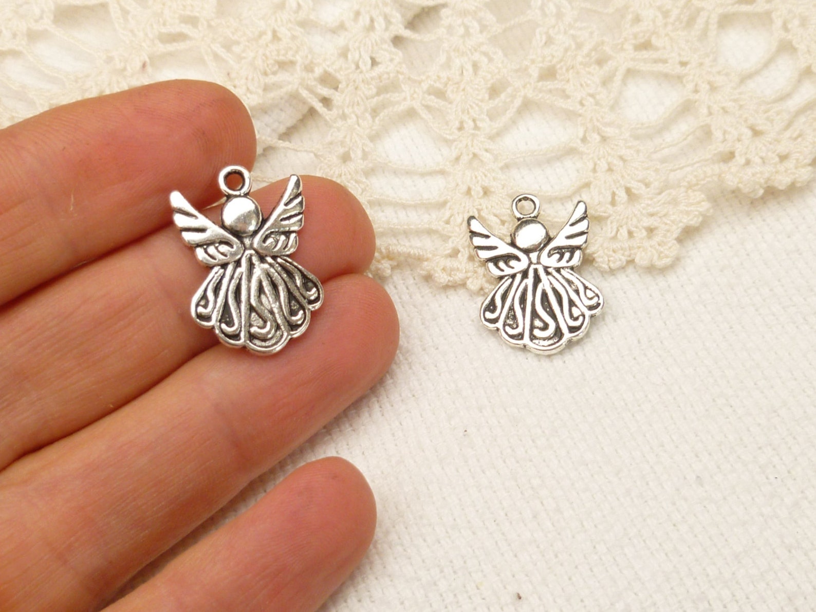 Adorable Swirly Angel Charms Antique Silver 6 S87 - Etsy