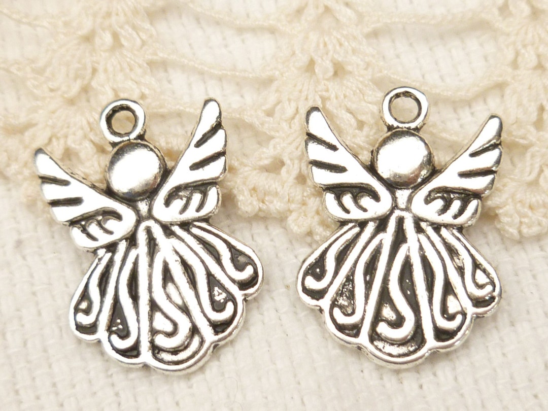 Adorable Swirly Angel Charms Antique Silver 6 S87 - Etsy