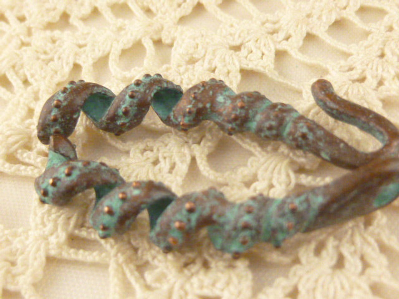 Twisted Swirl Cord End Closure Clasp Blue Patina Rustic | Etsy