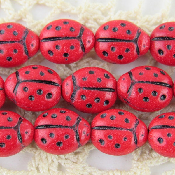 Ladybug Czech Beads - Etsy