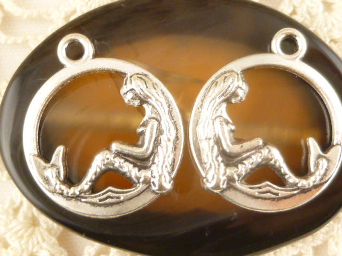 Antiqued Silver Tone Mermaid Charms Two-sided Mermaid Charms - Etsy