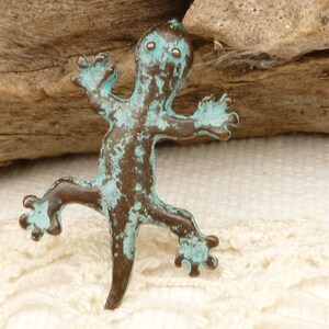 Rustic Patina Gecko Pendant Blue Lizard Mykonos Casting Charm - Etsy